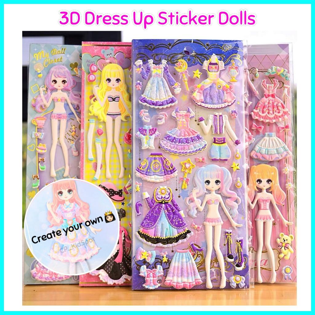 3D Dress Up Sticker Princess Paper Doll Dress Up Puffy Stickers Bubble ...