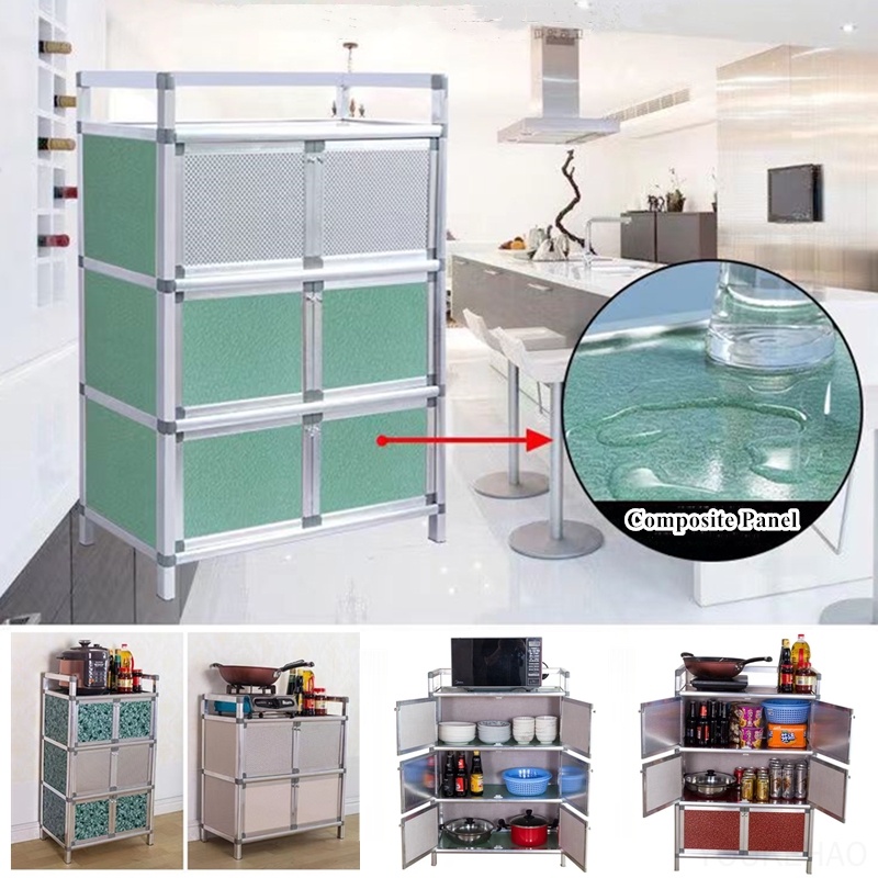 Kitchen Cabinet With Shelf Multi-layer Storage Rack Floor Stainless ...