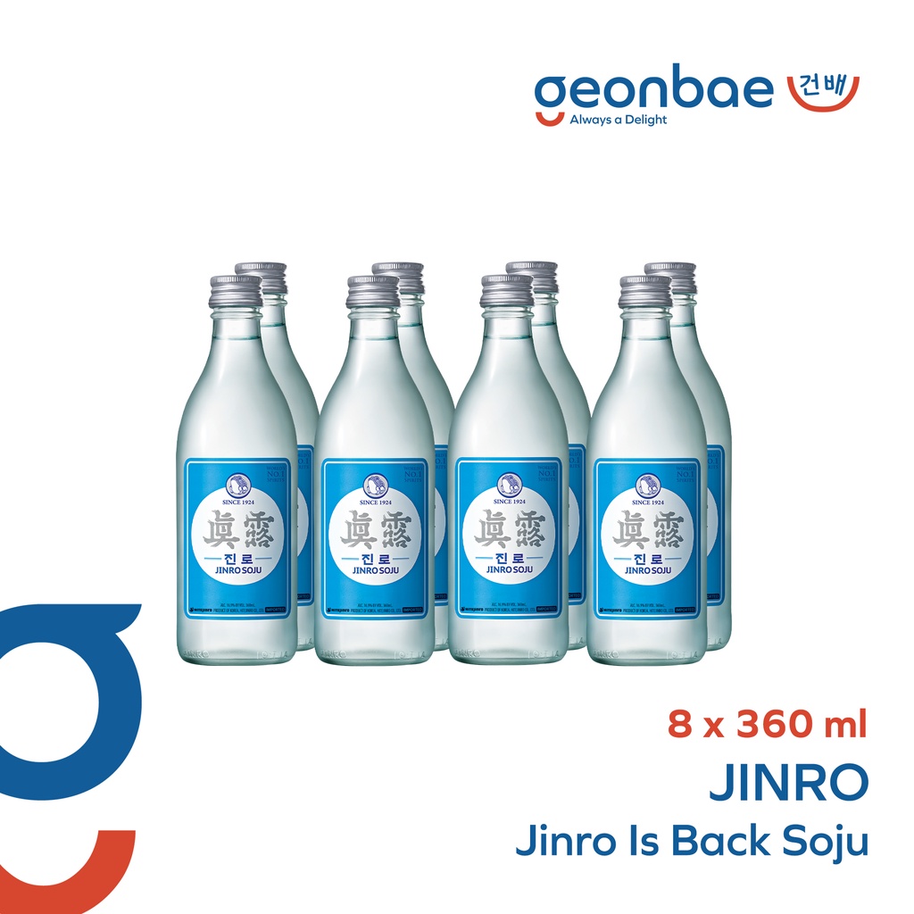 Jinro Is Back! Zero Sugar Soju x 8 Bottles (360ml x 8) Alc: 16.5% ...