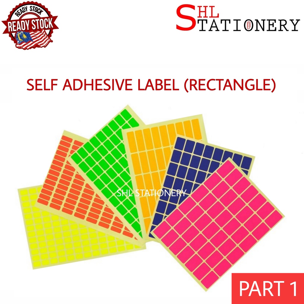 [Part 1] 10 Sheets Rectangle Self Adhesive Color Label Sticker ...