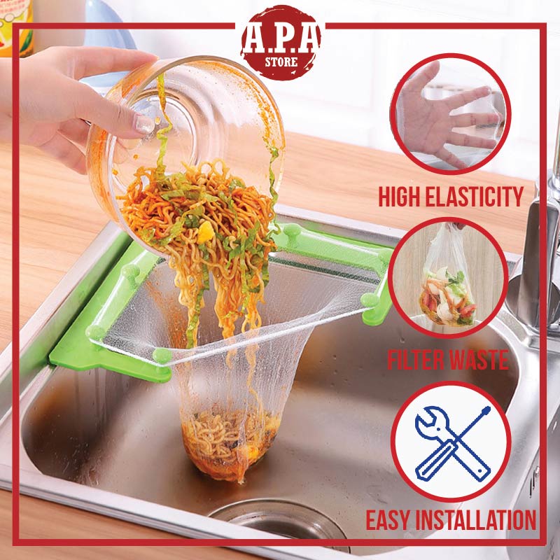 APA Triangle Sink Basin Net Filter Bag Waste Food Rubbish Kitchen ...