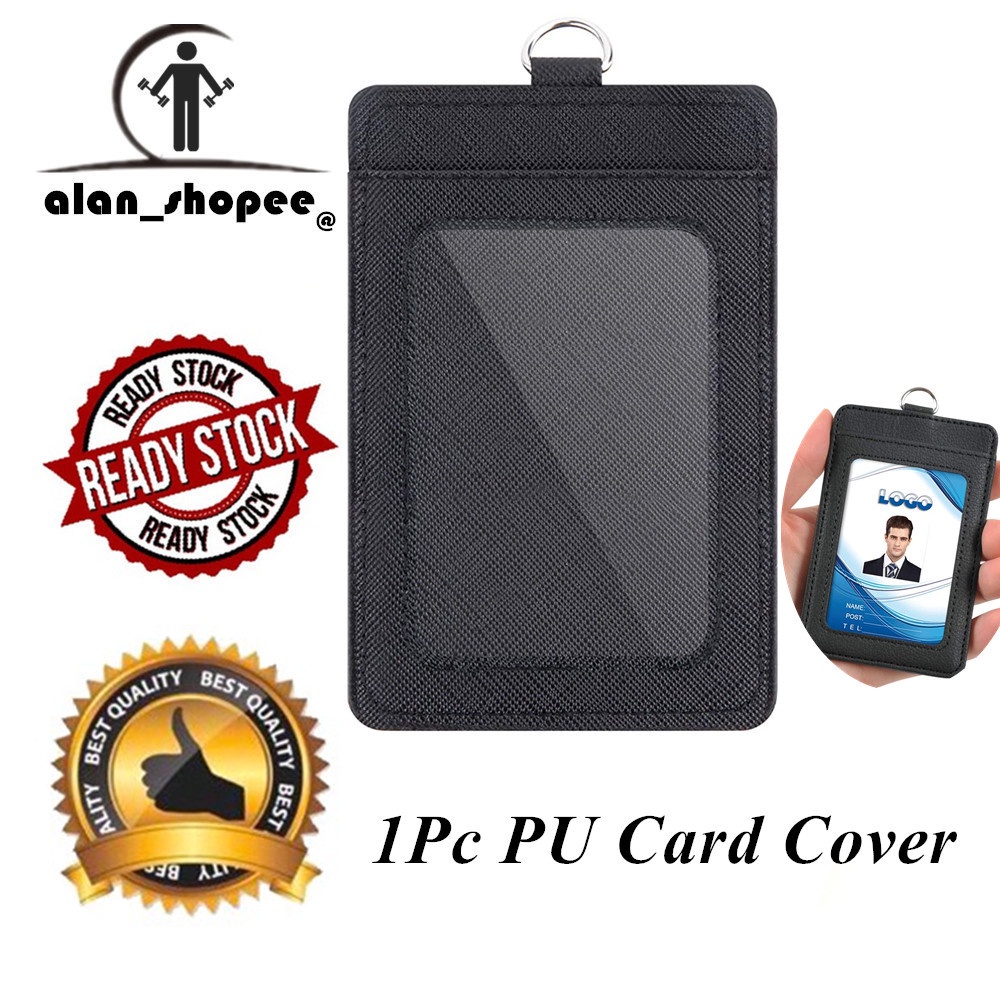 1Pc PU Leather ID Card Holder, ID Card Cover with 1 Clear ID Window for ...