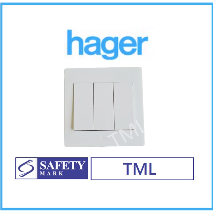 Hager 3Gang 3G1W 3G2W Triple Wall Switch White | Shopee Singapore