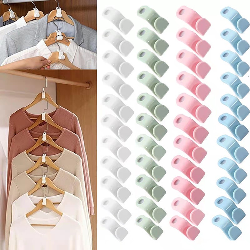 100PCS Clothes Hanger Connector Hook Multi-function Extender Connection ...