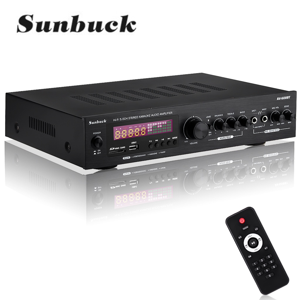 Sunbuck 2000W Digital Power Amplifier Home Theater Karaoke 5 Channel AMP Bluetooth Amplificador ...