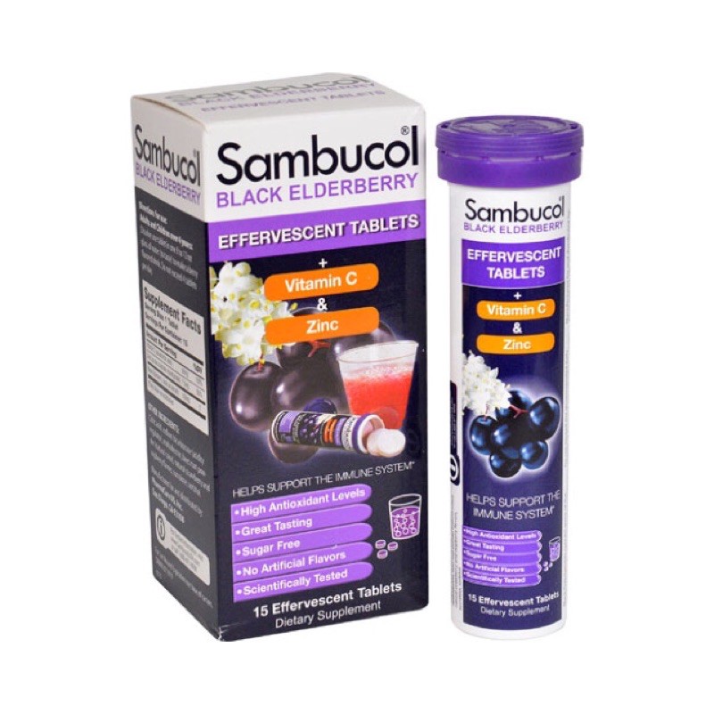 Sambucol Effervescent Tablets Vitamin C & Zinc 15’s Black Elderberry ...