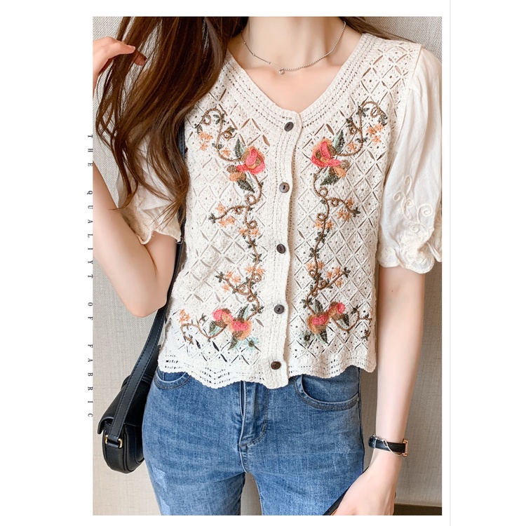 Advanced Floral Embroidery Tops Women Fashion Sweet Women's Blouse ...