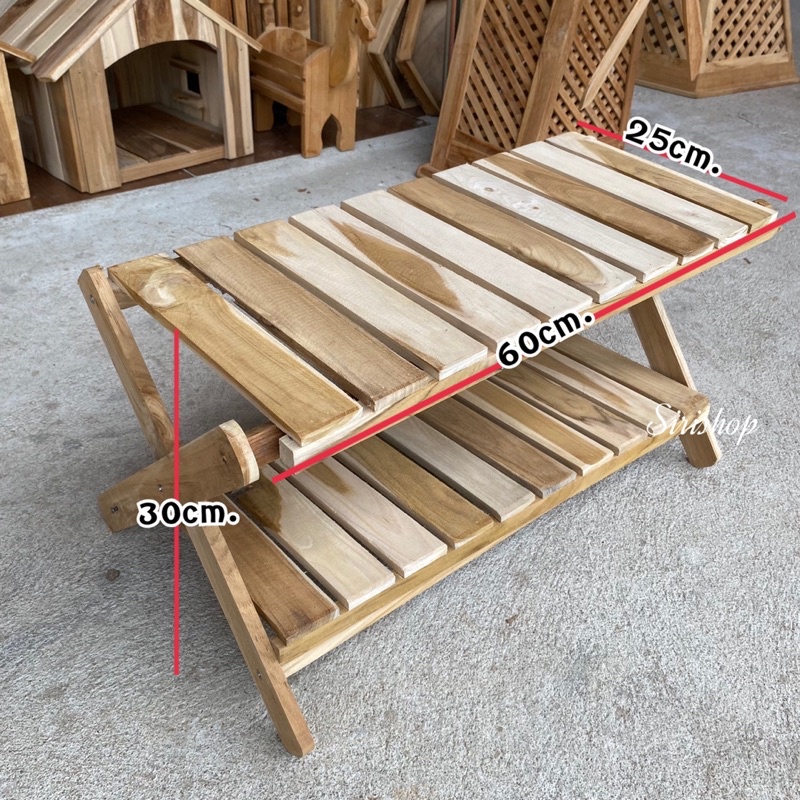 Foldable Wooden Shelf For 2 Shelves (Made Of Real Teak) | Shopee Singapore