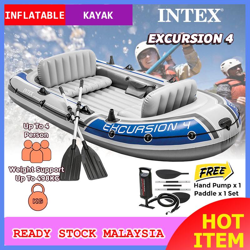 INTEX 68324 Excursion 4Boat Set Inflatable Boat 4Person Fishing Boat ...