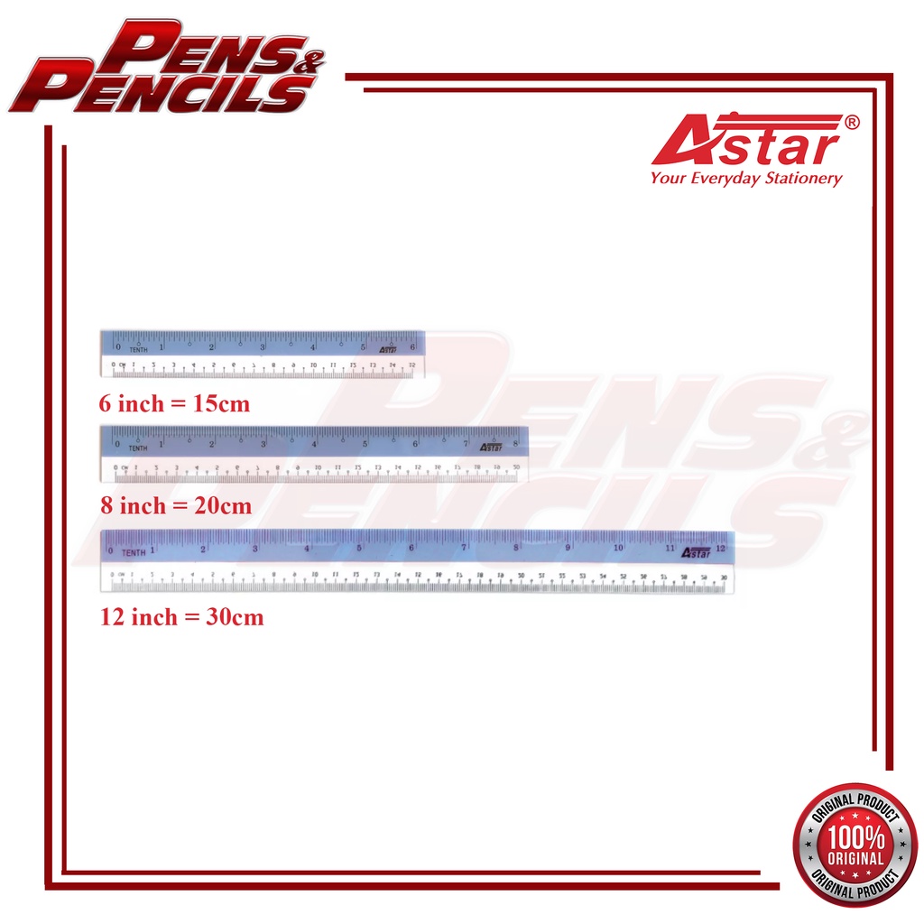 Astar Straight Ruler Plastic 15cm/20cm/30cm Pembaris (1pc) | Shopee Singapore