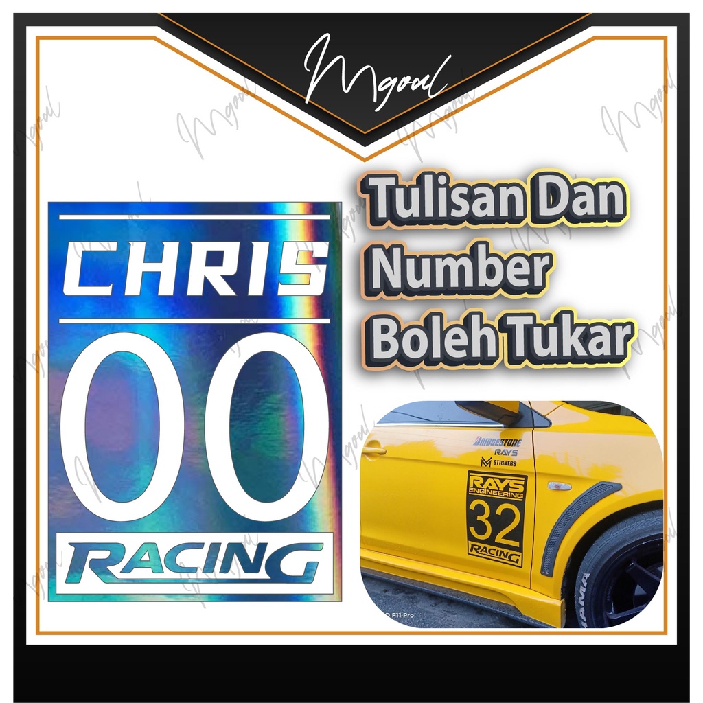 RAYS ENGINEERING RACING RACE NUMBER CAR STICKER SIDE DOOR MYVI CITY ...