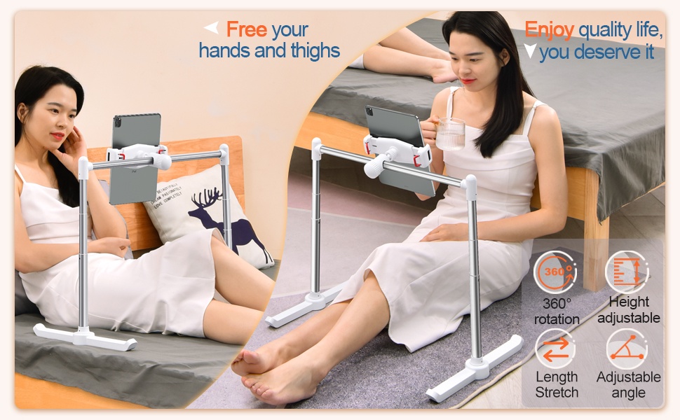 OATSBASF 360° Rotating Tablet Stand for Bed and Sofa Laying Down Bed ...