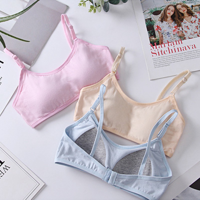 【8-16】 Girls Training Bra Underwear Solid Color Baby Bra Anti Peering ...