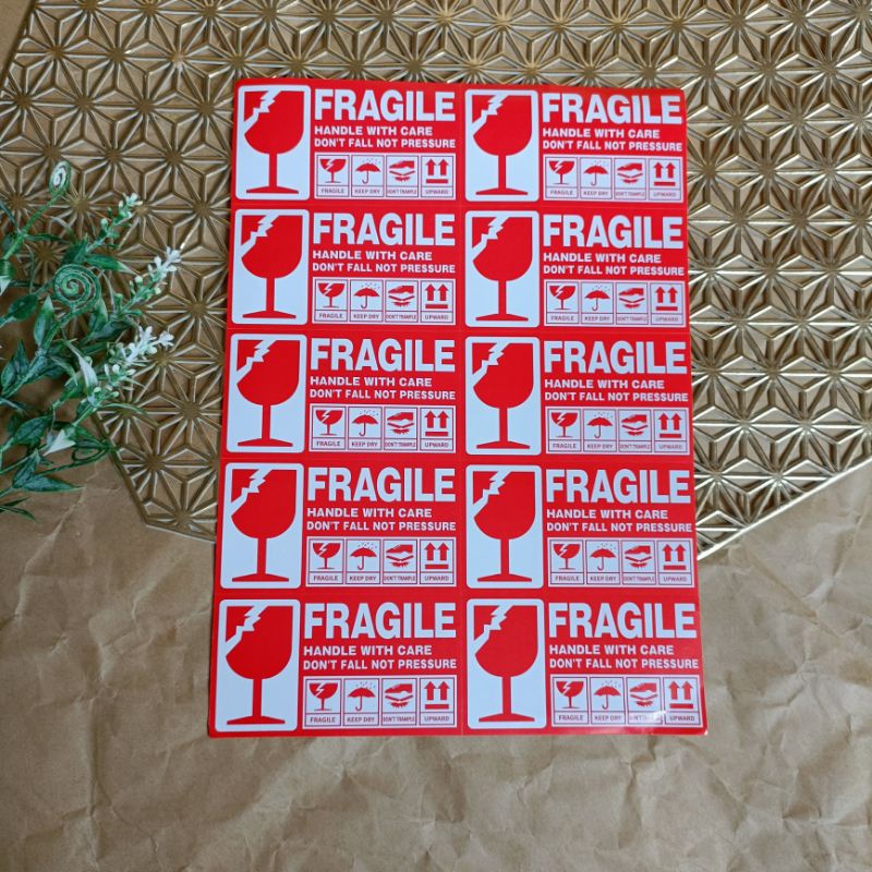 Fragile sticker 9x5 100pcs/fragile Adhesive/fragile label | Shopee ...