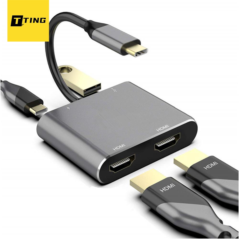 4in1 Type-C to Dual HDMI 4K USB3.0 PD Fast Charging Dual Screen Extend ...