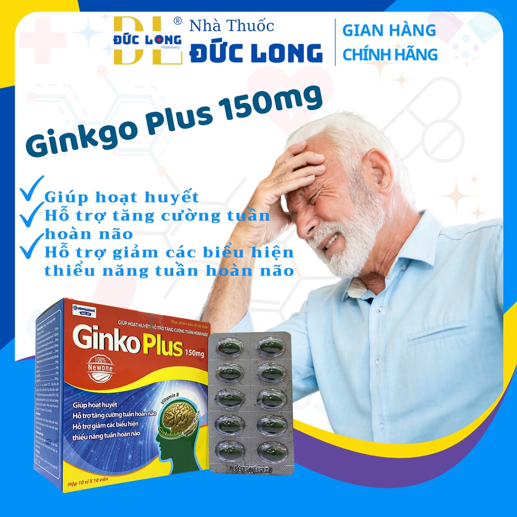 Ginkgo plus 150mg box of 100 tablets helps stimulate blood circulation ...