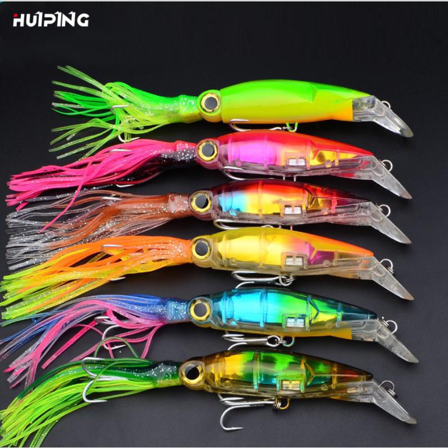 Large Sea Squid Fishing Lure Trolling Plastic Hard Bait With Tassles ...