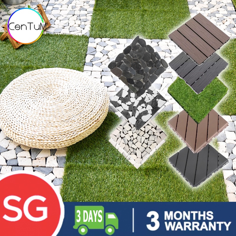 [SG] Outdoor Tiles Interlocking Wood Stone Grass Decking Diagonal PVC ...