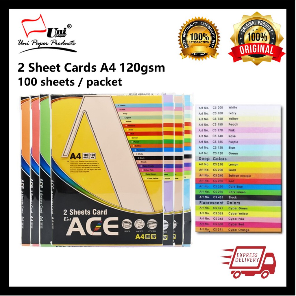 ACE 2 Sheets Card A4 120gsm (100's) | Shopee Singapore