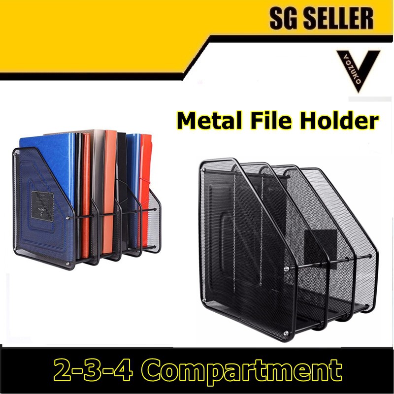 Metal Desktop File Holder Rack Black Wire Mesh Document Organizer Many ...