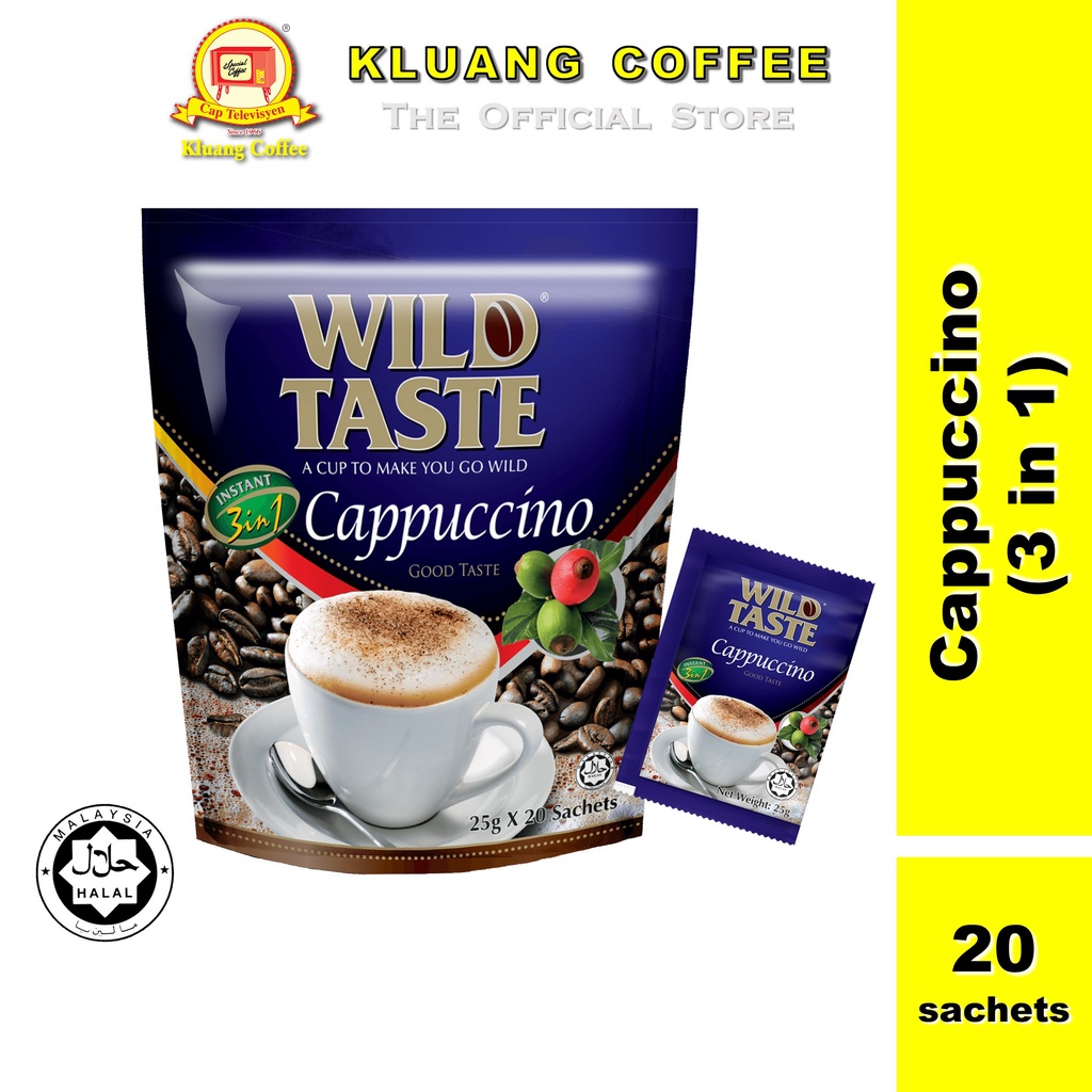 Kluang Wild Taste Cappuccino 3 in 1 Instant Coffee (20 Sachets x 1 Pack ...