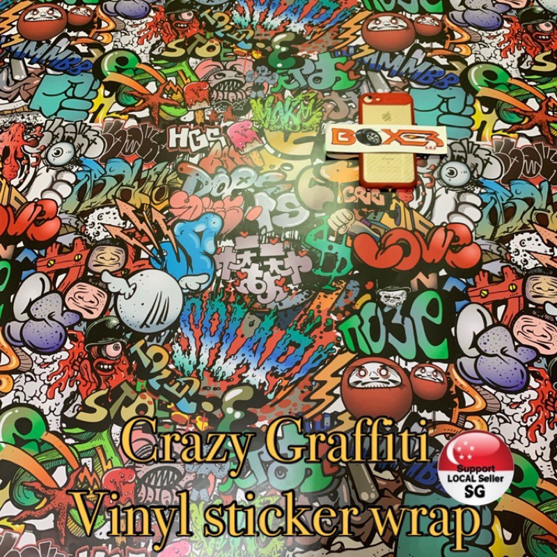 Crazy Graffiti stickerbomb vinyl sticker wrap -adhesive -stretchable ...