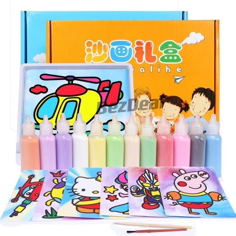 Sand Art Painting Set 12pcs Painting Card With 12 Bottle Colour Sand ...