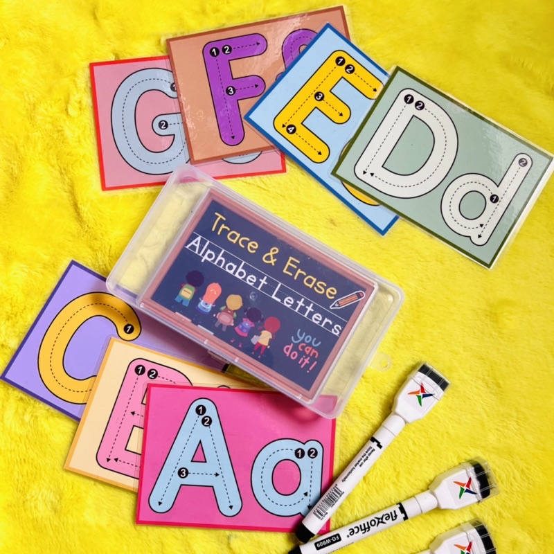 Trace & Erase Alphabet letters Numbers laminated flashcards | Shopee ...