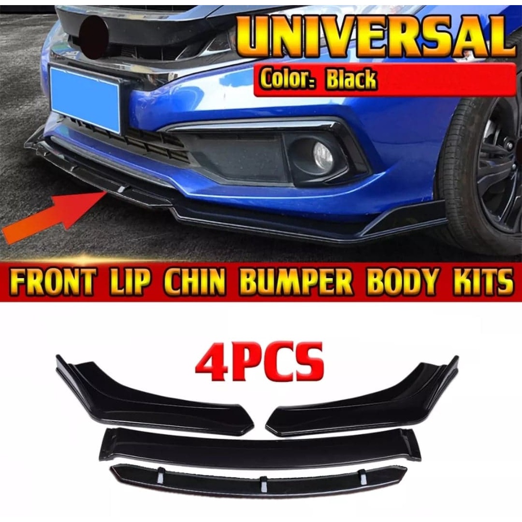 Car Front Bumper Lip Chin Body Kit Front Bumper Glossy Black Universal ...