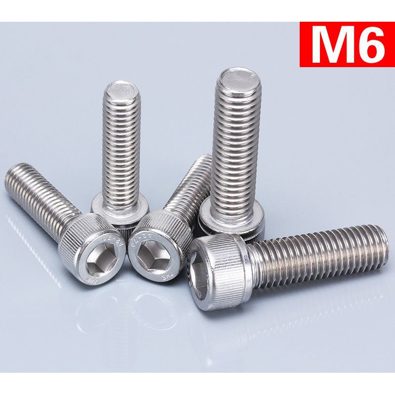 10PCS M6 Stainless Steel Metric Full Thread Hexagon Socket Head Screw ...