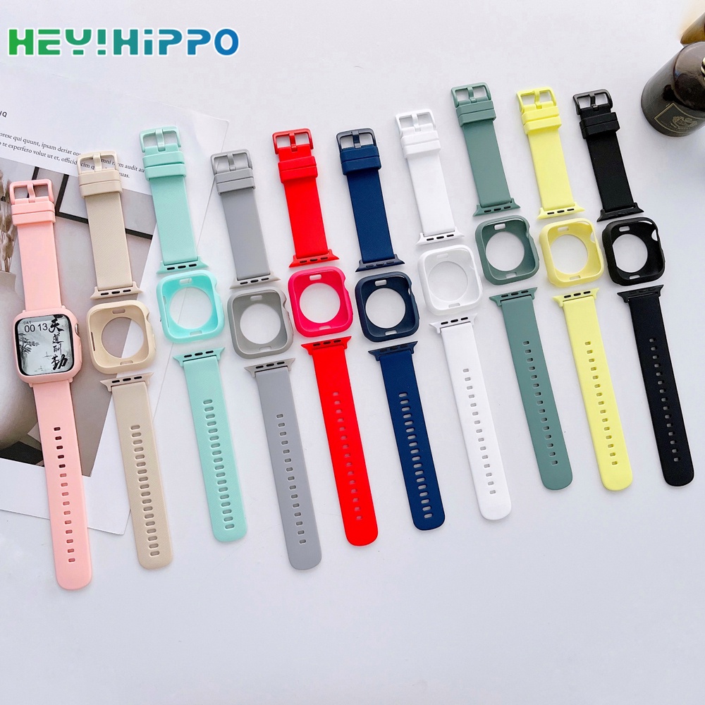 Candy Color Silicone Strap + Protective Case for Smart Watch Series 7/6 ...