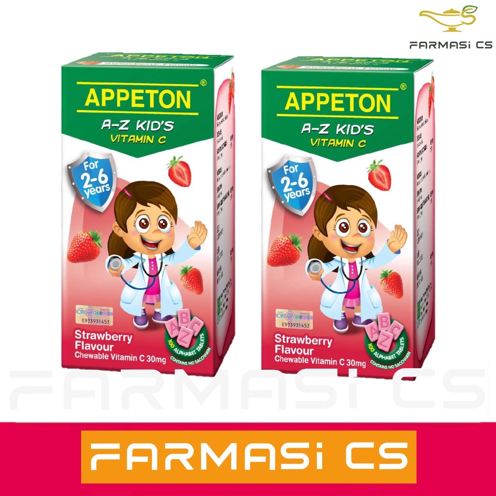 Appeton A-Z Kid's Vitamin C 30mg 100 Chewable Tablets x 2 Bottles (TWIN ...