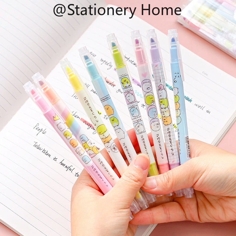 8PCS Cartoon Sumikko Gurashi Erasable Highlighter Set Highlight Pen ...