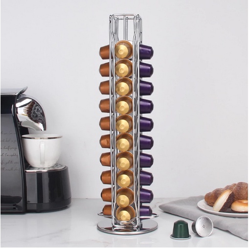 Nespresso Capsule Stand 360° Rotating Steel Holder Store 40pcs Pods ...