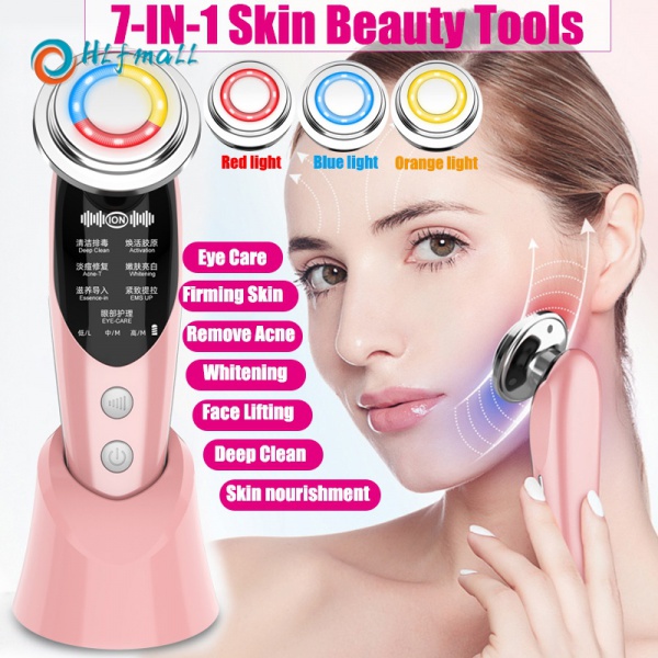 7 In 1 RF EMS Radio Mesotherapy Electroporation RF Lifting Tighten Beauty Tools LED Photon Face ...