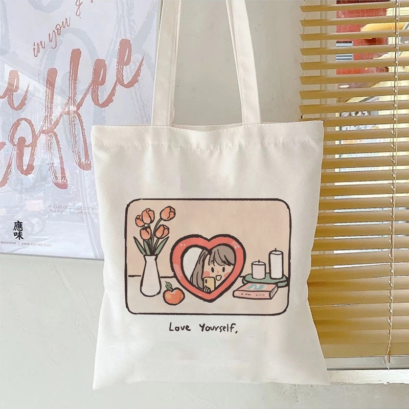 Cute Girl Graphic Kawaii style Tote Bags Cartoon Pattern Shoulder Bag ...