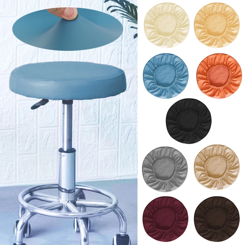 PU Leather Round Chair Cover Waterproof Bar Stool Cover Seat Covers ...