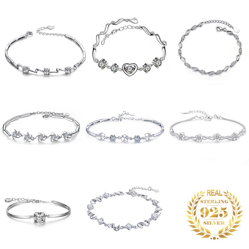 20 styles 925 Sterling Silver Bracelets Women's Adjustable Charm ...