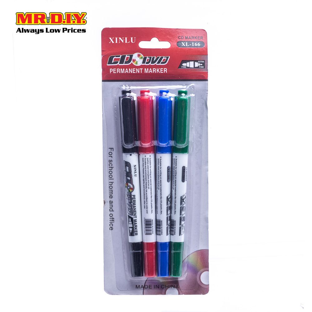 XINLU Multi-Colour Dual Tip CD DVD Permanent Marker (4pcs) | Shopee ...