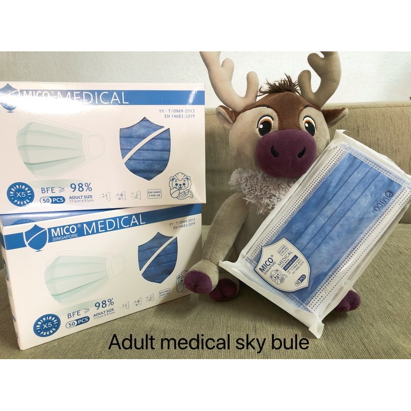 [SG BRAND] MICO Adult 3ply Medical Surgical Mask BEF>98% Disposable ...