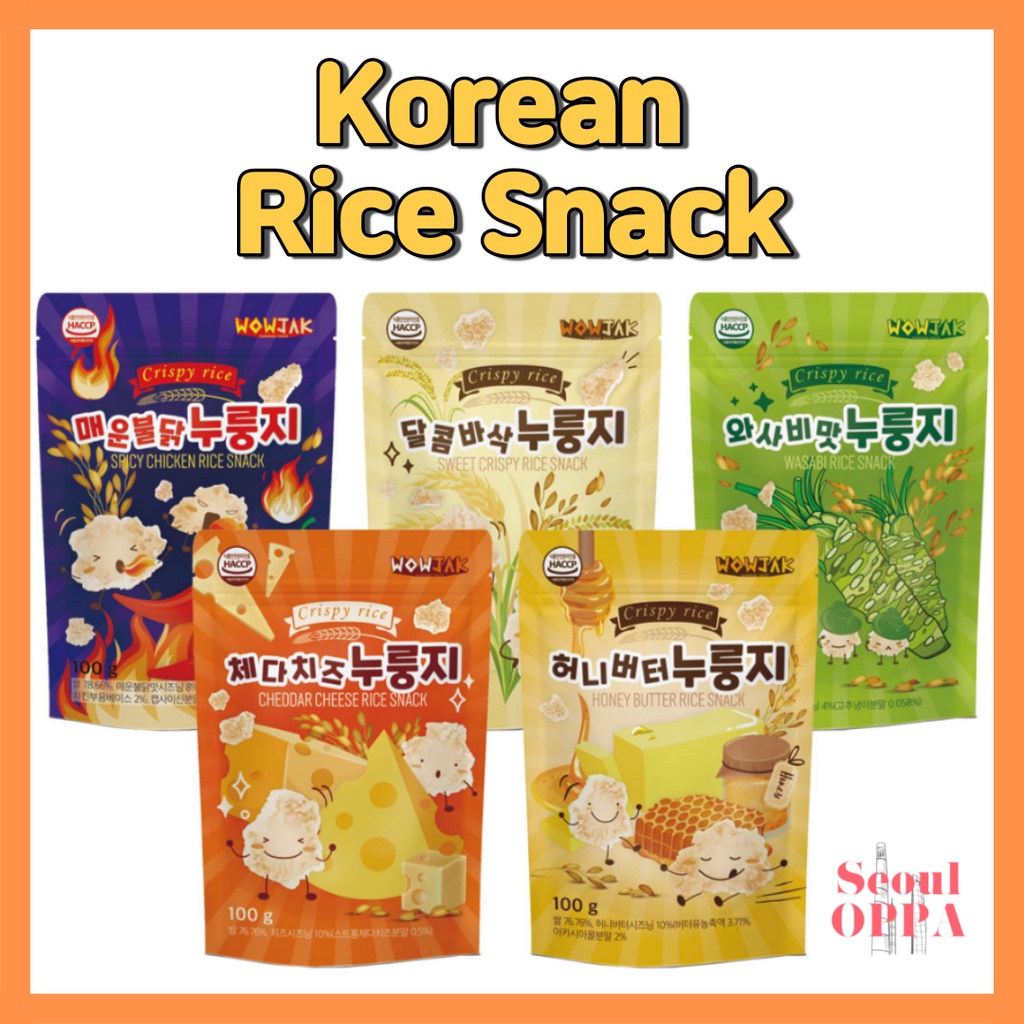 Korean Seasoned Crispy Rice Crust Crackers Snack (Nurungji) 100g Series ...