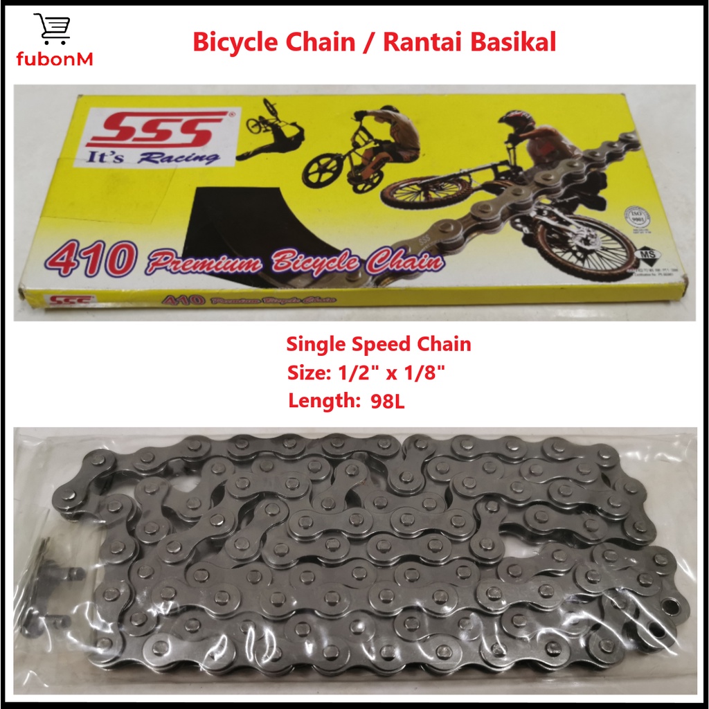 Bicycle Single Speed Chain, 1/2" x 1/8" Roller Chain / Rantai Basikal ...