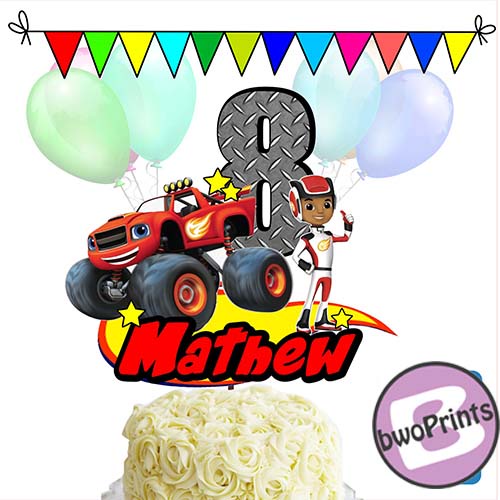 Cake Topper Monster Blaze Custom Made Cake Topper with Name and Age ...