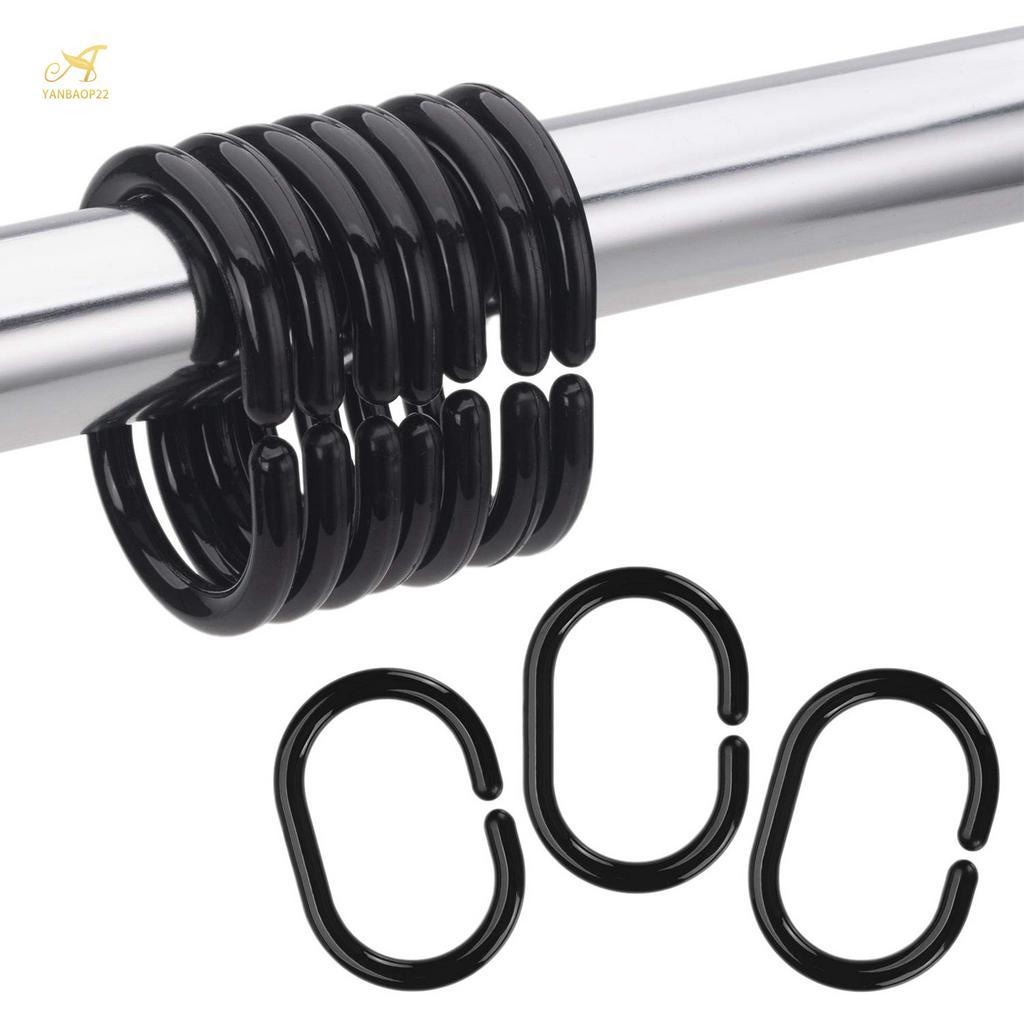 『Ready stock』-24 PCS Shower Curtain Rings Plastic Shower Curtain Hooks ...