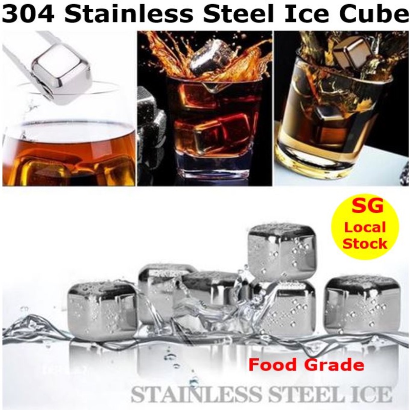 304 Stainless Steel Ice Cubes (Free box casing + Tongs for 8pcs ...