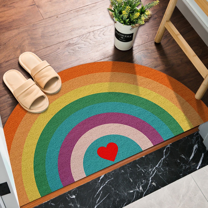 Silk circle rainbow semi-circle door mats entrance door rubbing soil ...