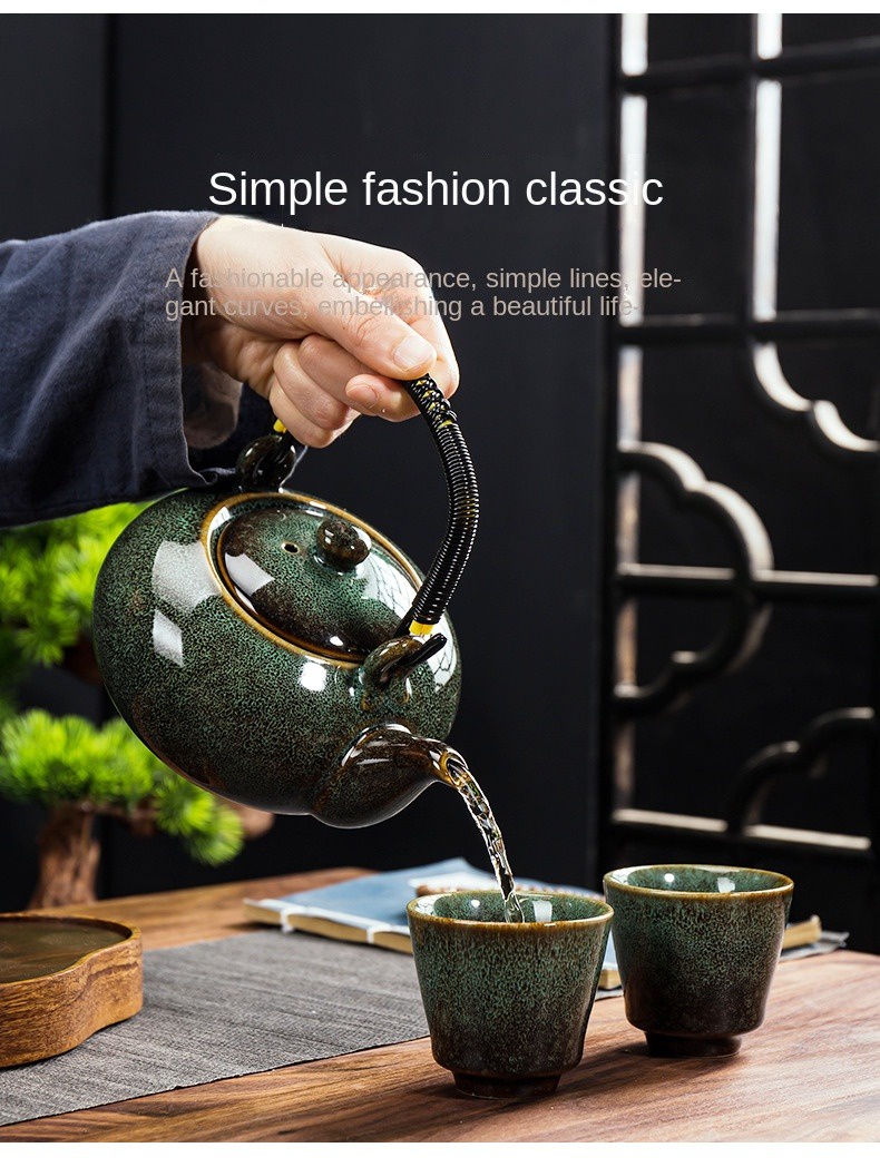 Chinese Style Ceramic Lifting Beam Teapot 700ml Kiln Change Ceramic Tea ...