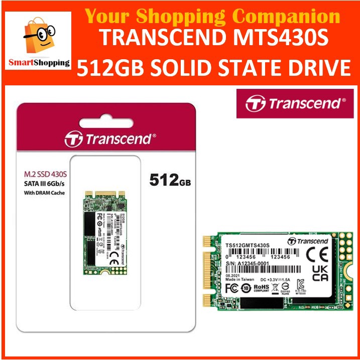 Transcend MTS430S 512GB M.2 2280 Solid State Drive SATA III B+M Key TLC ...