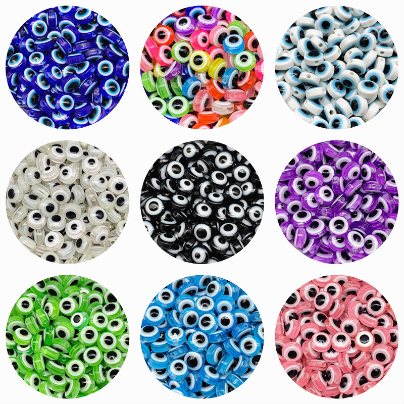 100Pcs /lot 6mm/8mm Evil Eye resin eye beads for DIY jewelry bracelet ...