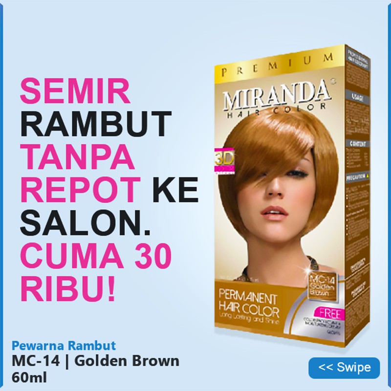 Miranda Permanent Hair Color MC-14 Golden Brown 60ml (Permanent Hair ...